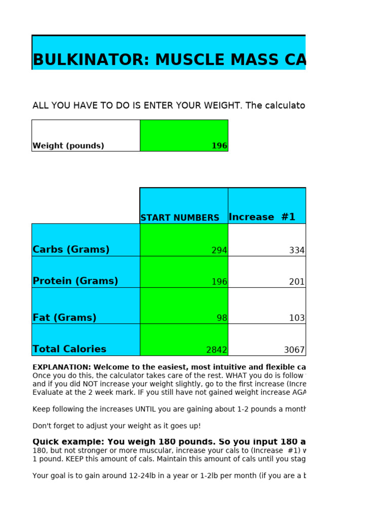 Lean Bulk Calculator 3 | PDF