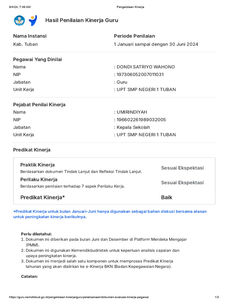 Pengelolaan Kinerja Pak Dondi | PDF