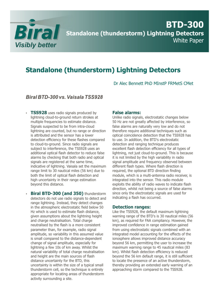 BTD-300 Lightning Detector Overview | PDF | Lightning | Radio