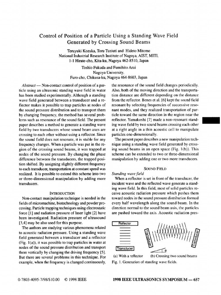 Control of Position of A Particle Using A Standing Wave Field Generated ...