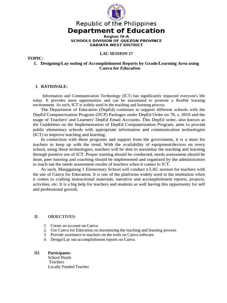 Lac Session 17 Training Design | PDF | Educational Technology | Teachers