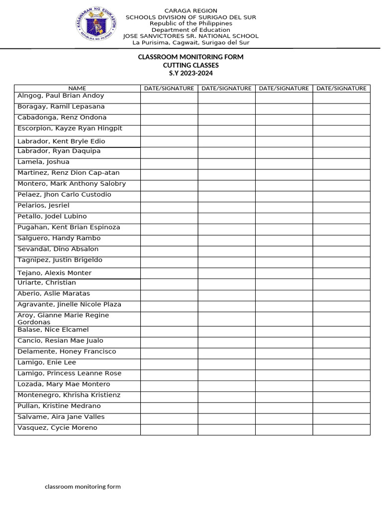GFORM 6 Monitoring Form | PDF