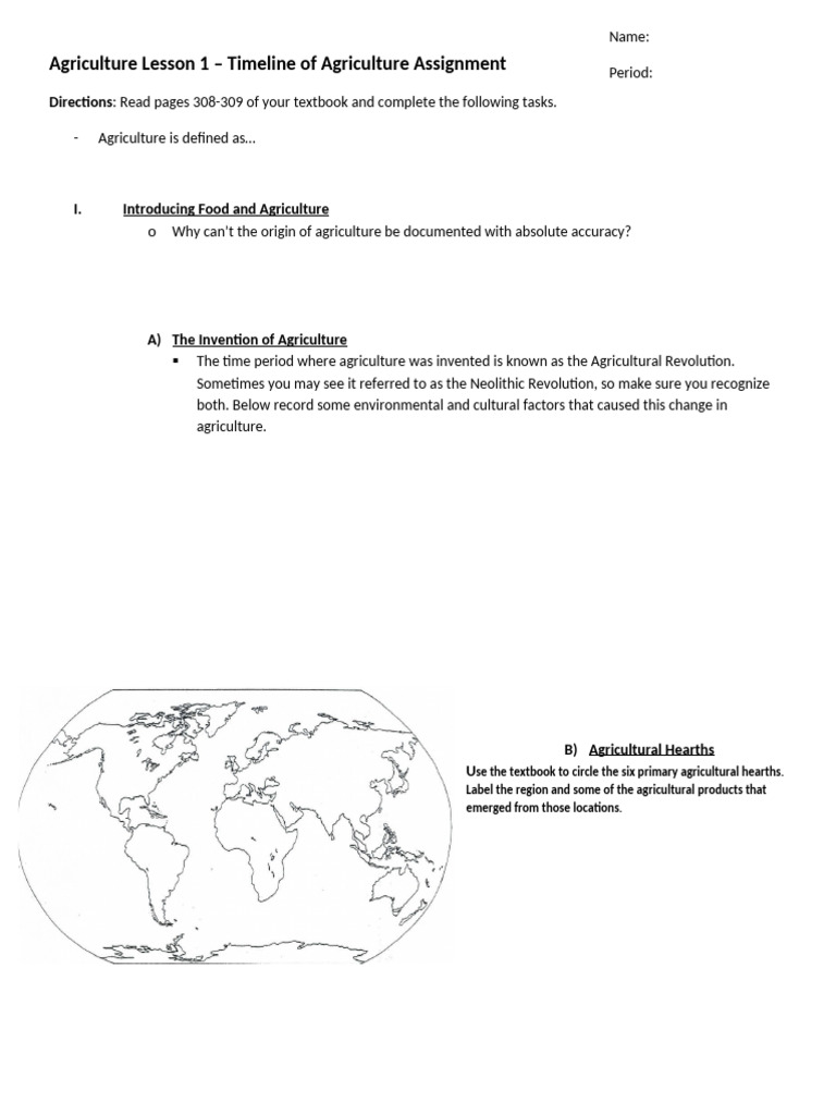 Lesson 1 - Timeline of Agriculture2022 2 | PDF