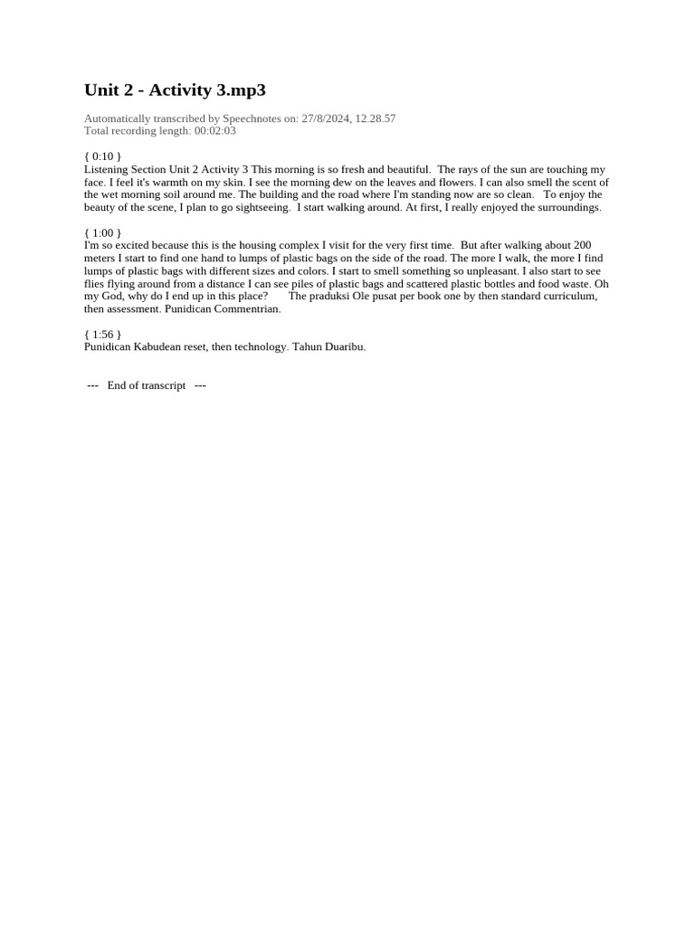 Unit 2 - Activity 3.Mp3 - Transcript | PDF