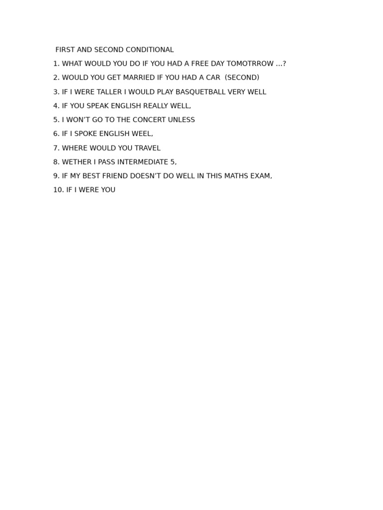 First and Second Conditional | PDF