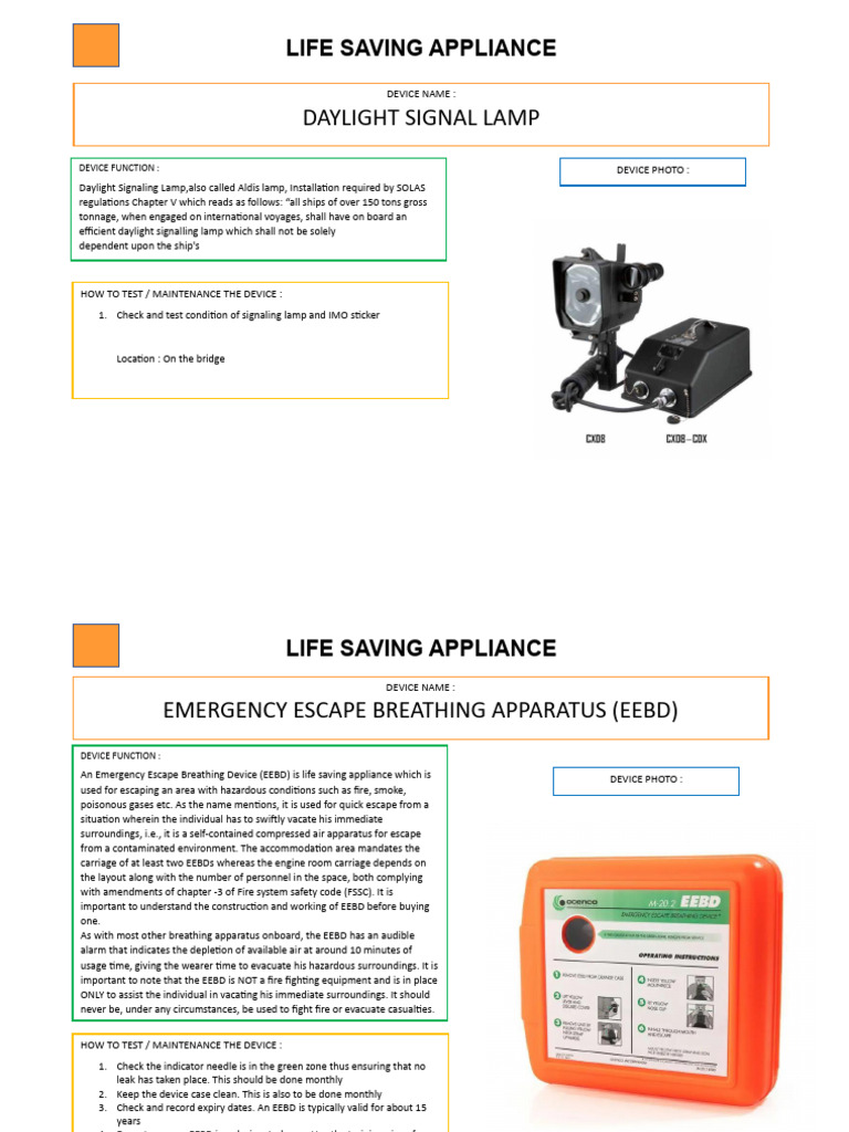 Life saving appliance equipment | PDF