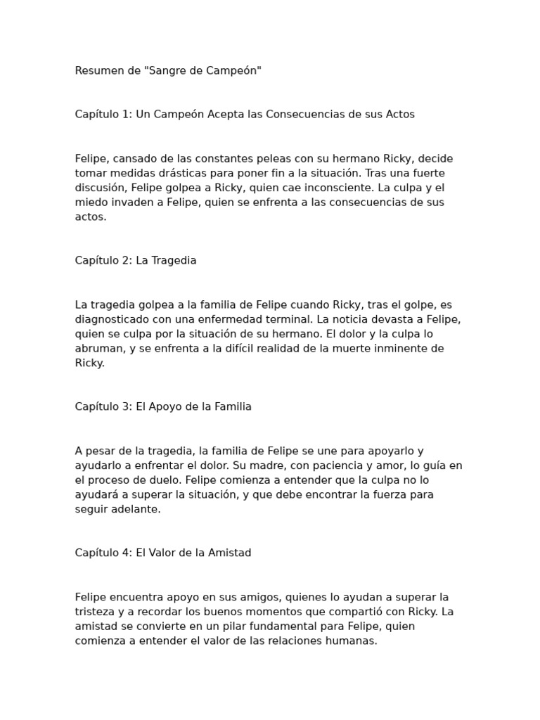 Resumen de La Hobra Sangre de Campeón | PDF