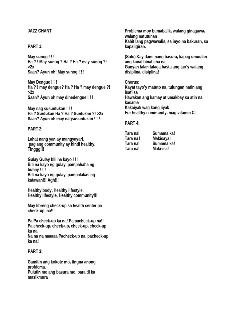 Jazz Chant | PDF