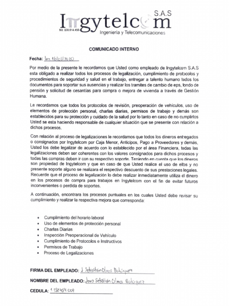 Comunicado Interno | PDF