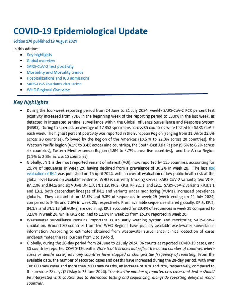 Covid-19 Epi Update 170 | PDF