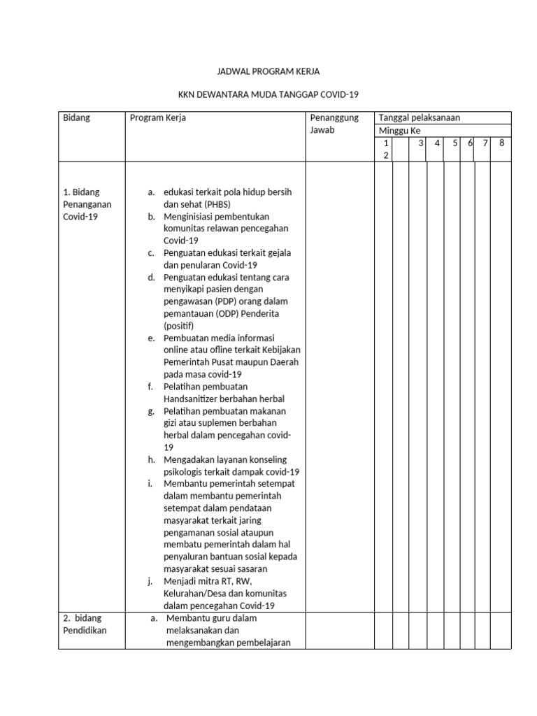 Jadwal Program Kerja | PDF