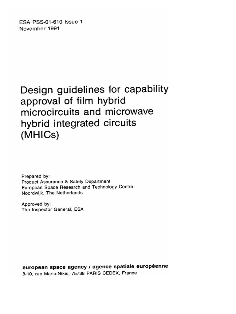 ESA PSS 01 610 - Issue1 (Nov1991) | PDF