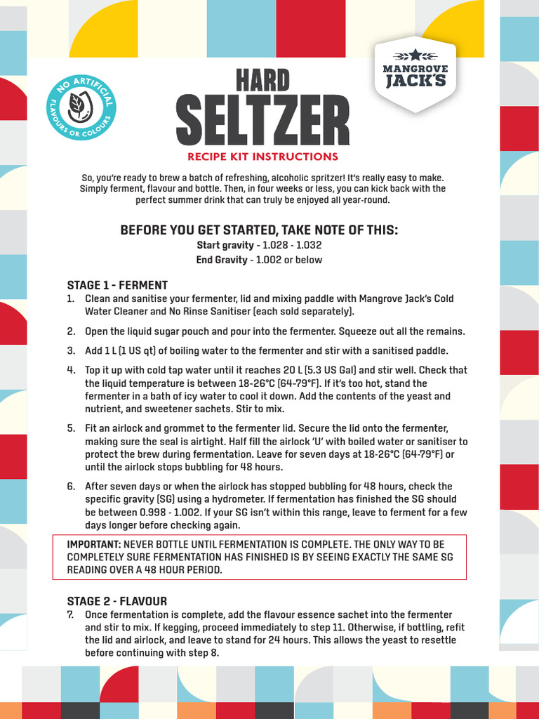 Hard Seltzer Kit Instructions | PDF