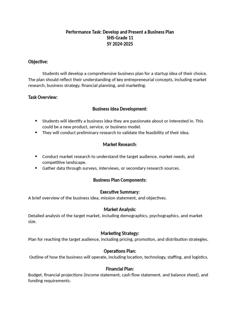 Performance Task - G11 - 2024 | PDF | Expense | Business