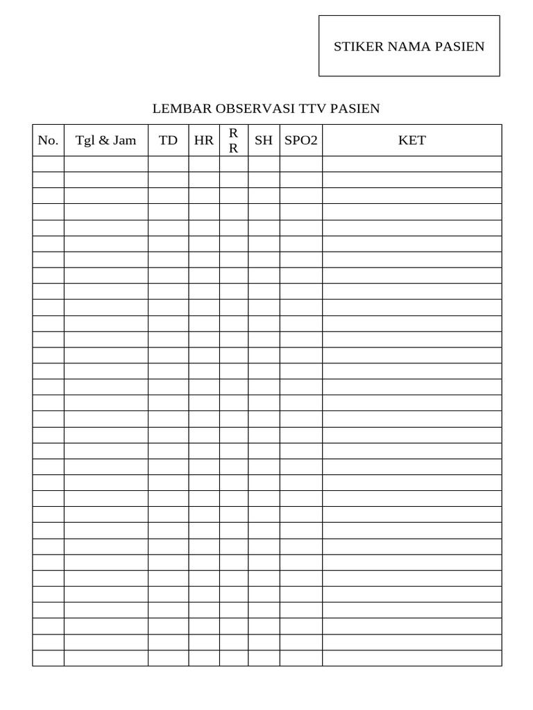 Lembar Observasi TTV Pasien | PDF