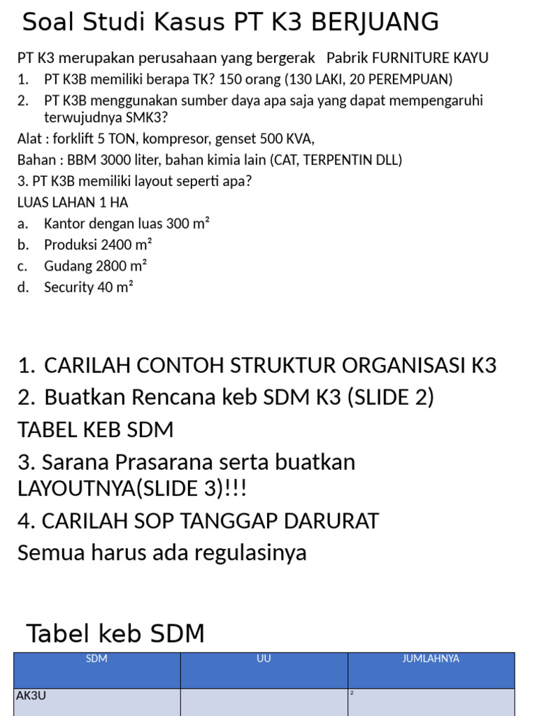 Soal Studi Kasus SMK3 (1) | PDF