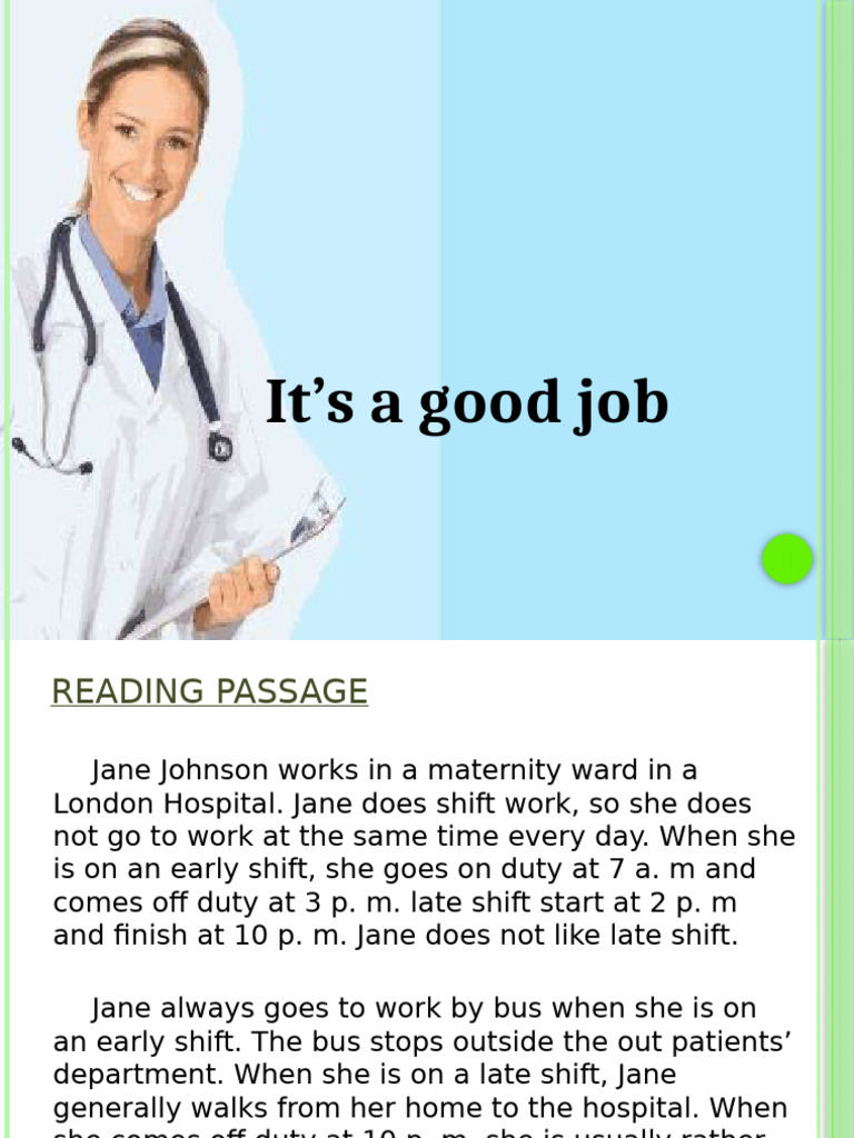 It's A Good Job | PDF | Language Arts & Discipline | Wellness