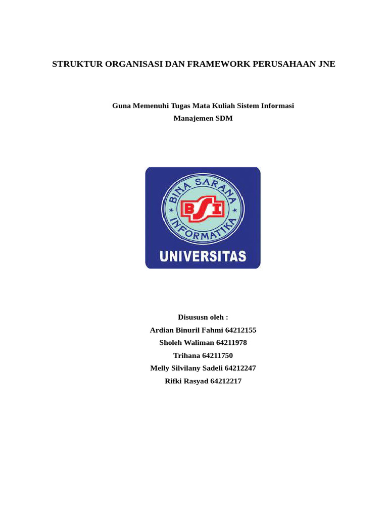 Struktur Organisasi Dan Framework Perusahaan Jne | PDF