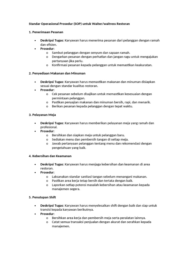 Standar Operasional Prosedur | PDF