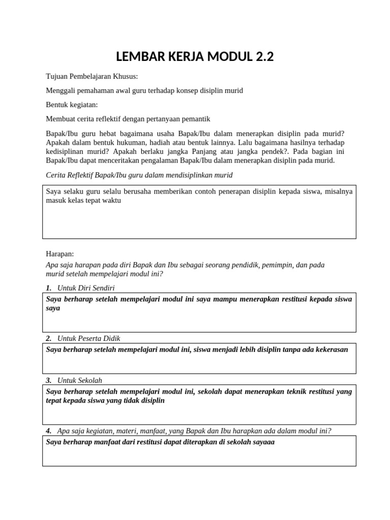 Lembar Kerja Modul 2.2 | PDF