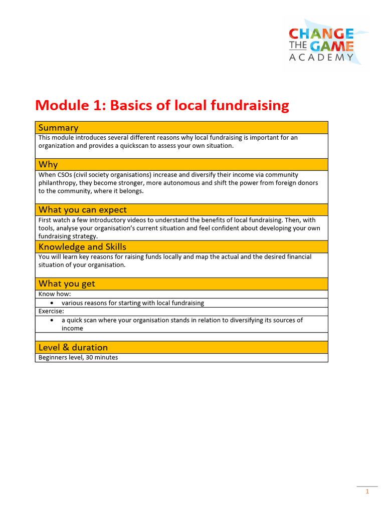Basics of Local Fundraising - Dowload | PDF