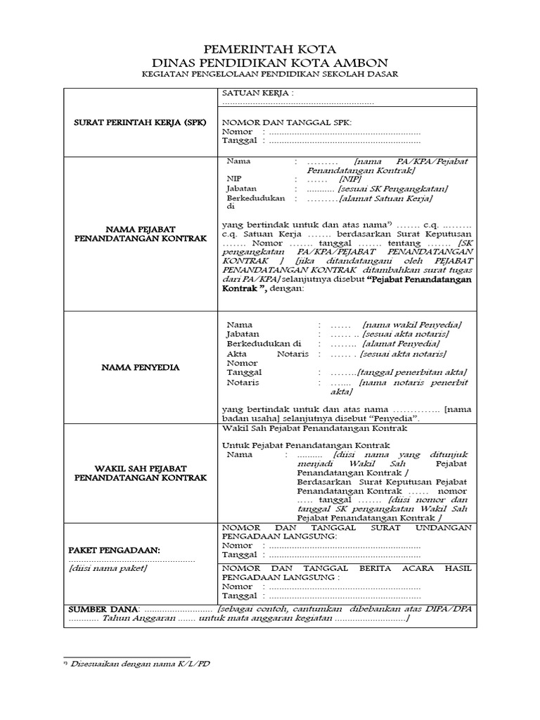 Draft SPK Sekolah Dasar 1 | PDF