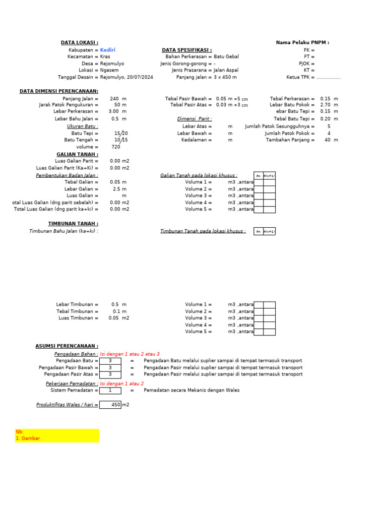 Rejomulyo - BKK - 240 M X 3 M | PDF