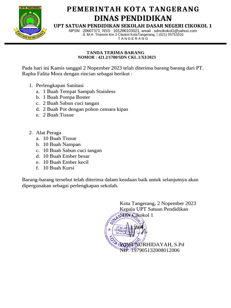 Tanda Terima Barang | PDF