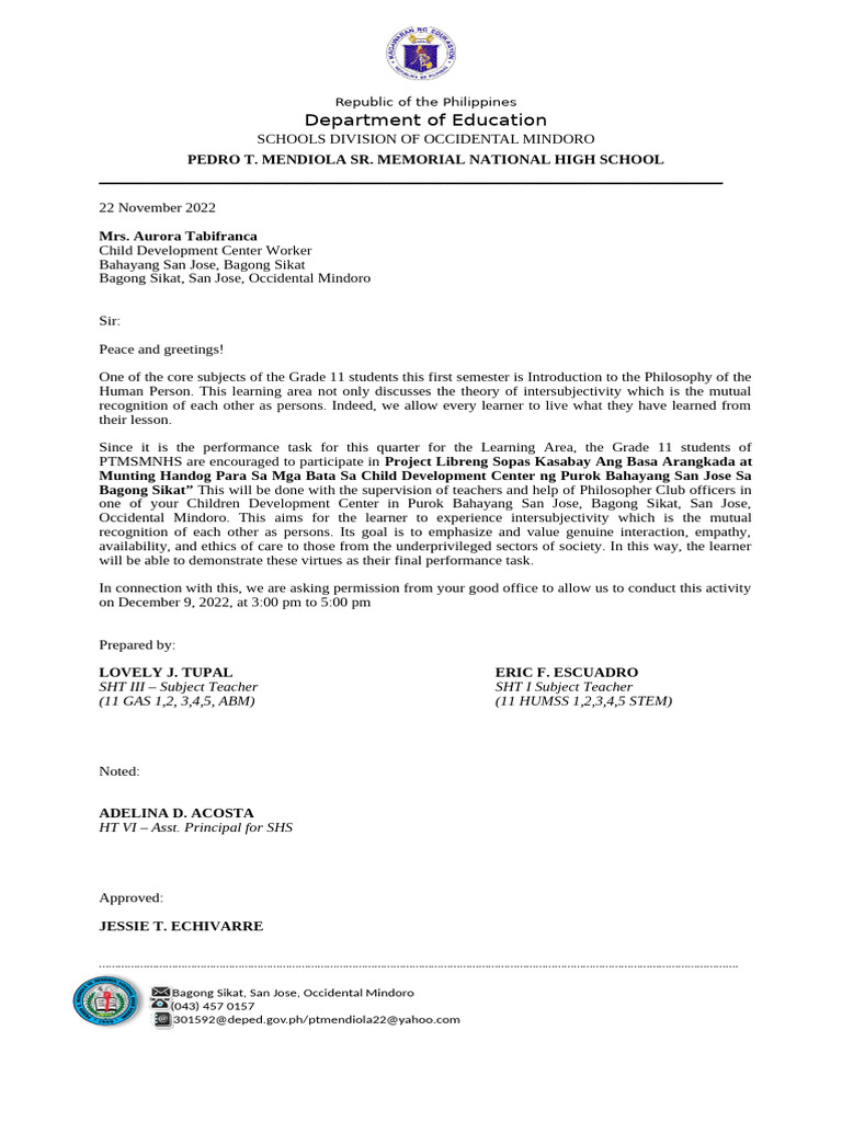 Letter of Permission - Feeding | PDF