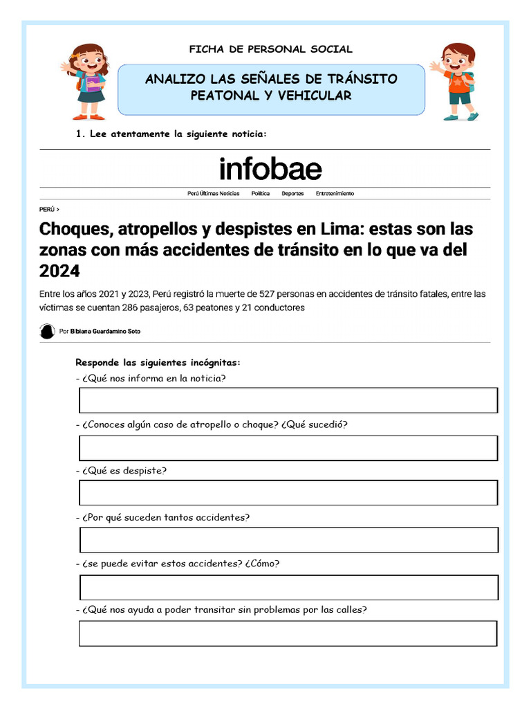 FICHA PS Lun 2 Setiembre ANALIZAMOS SEÑALES DE TRANSITO | PDF
