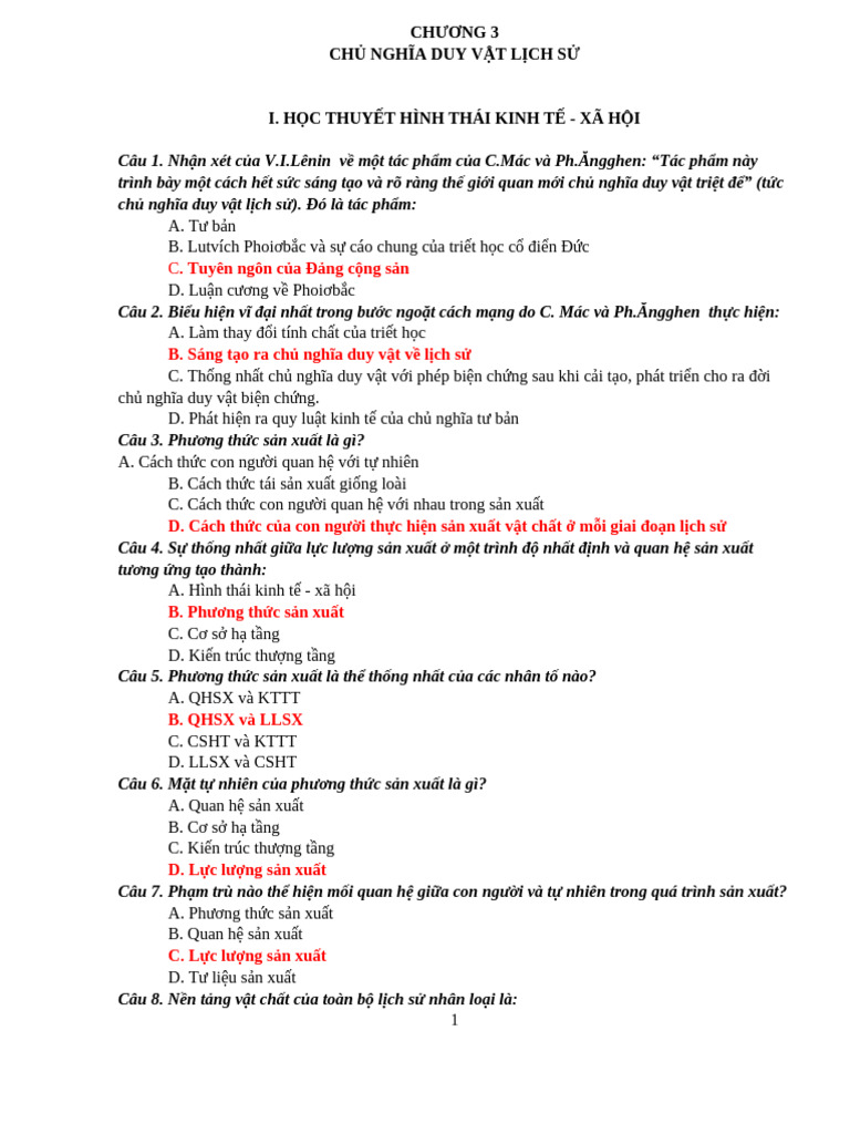 Cau Hoi Trac Nghiem Chuong 3 | PDF