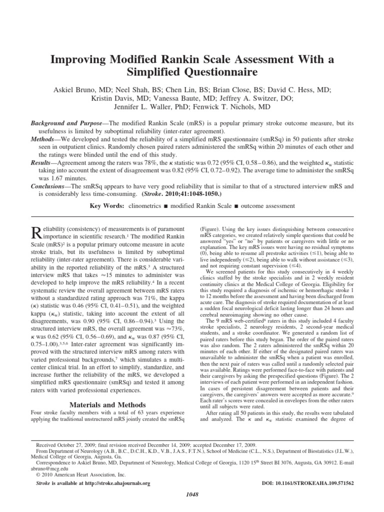 Improving MRS With A Simplified Questionnaire | PDF