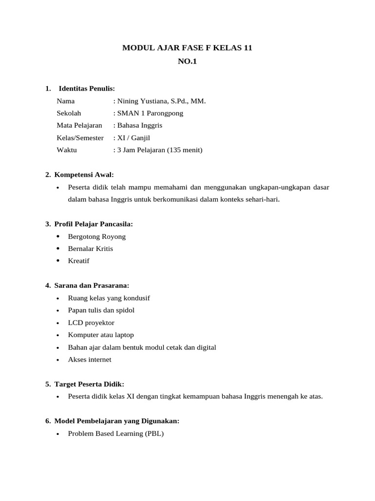 Modul Ajar 1.11 | PDF