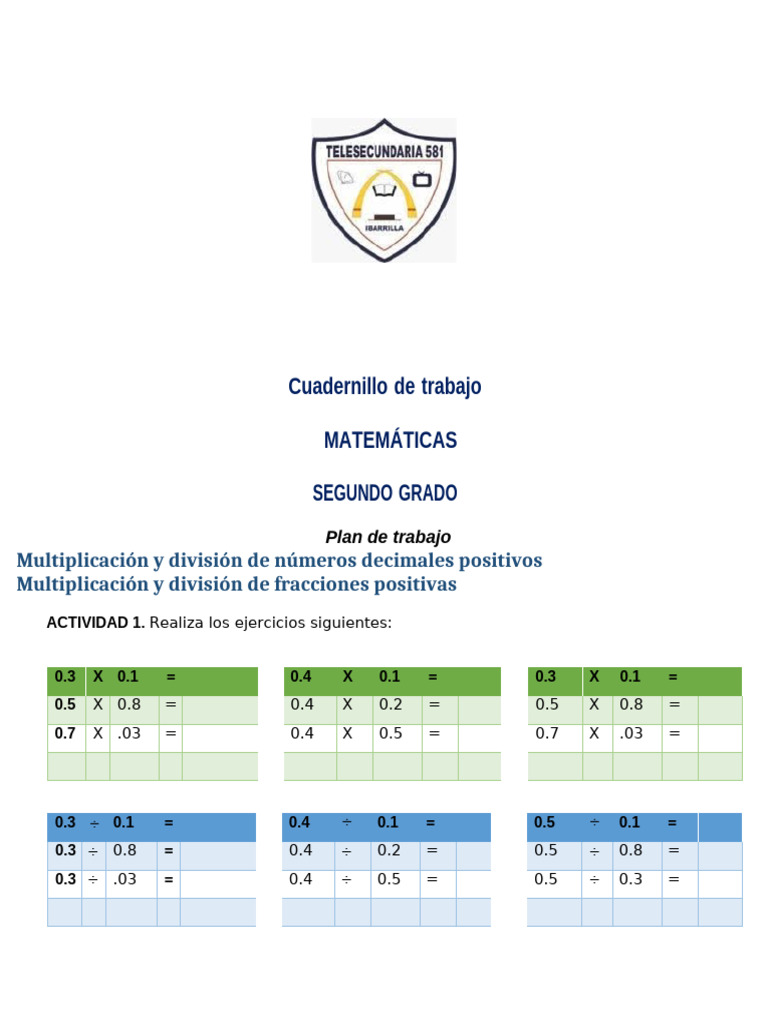 Cuadernillo Matematicas2 Pdf