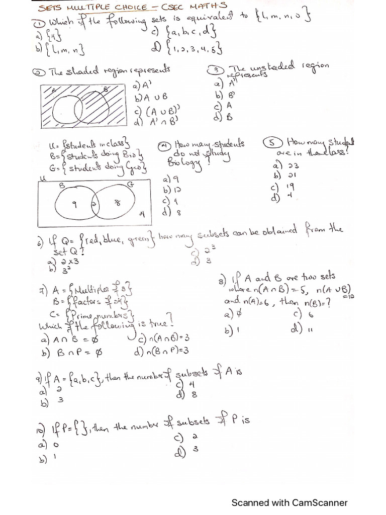 CSEC MCQ Sets & Solutions | PDF