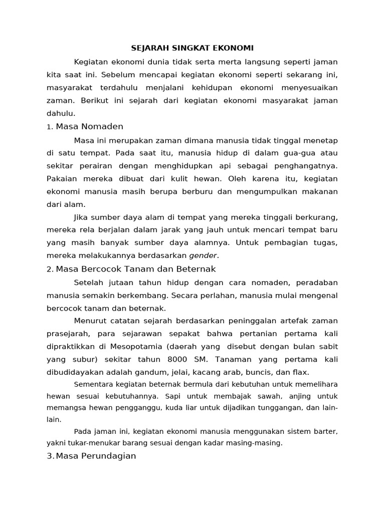 Sejarah Singkat Ekonomi | PDF