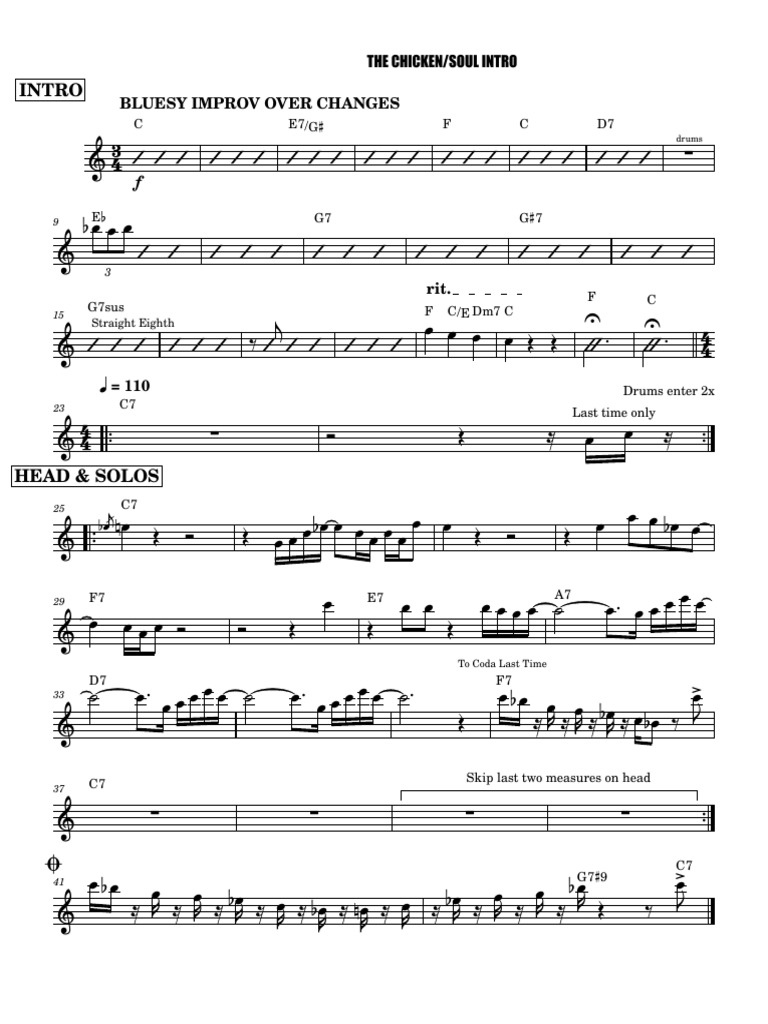 The Chicken Soul Intro-Tenor Saxophone | PDF