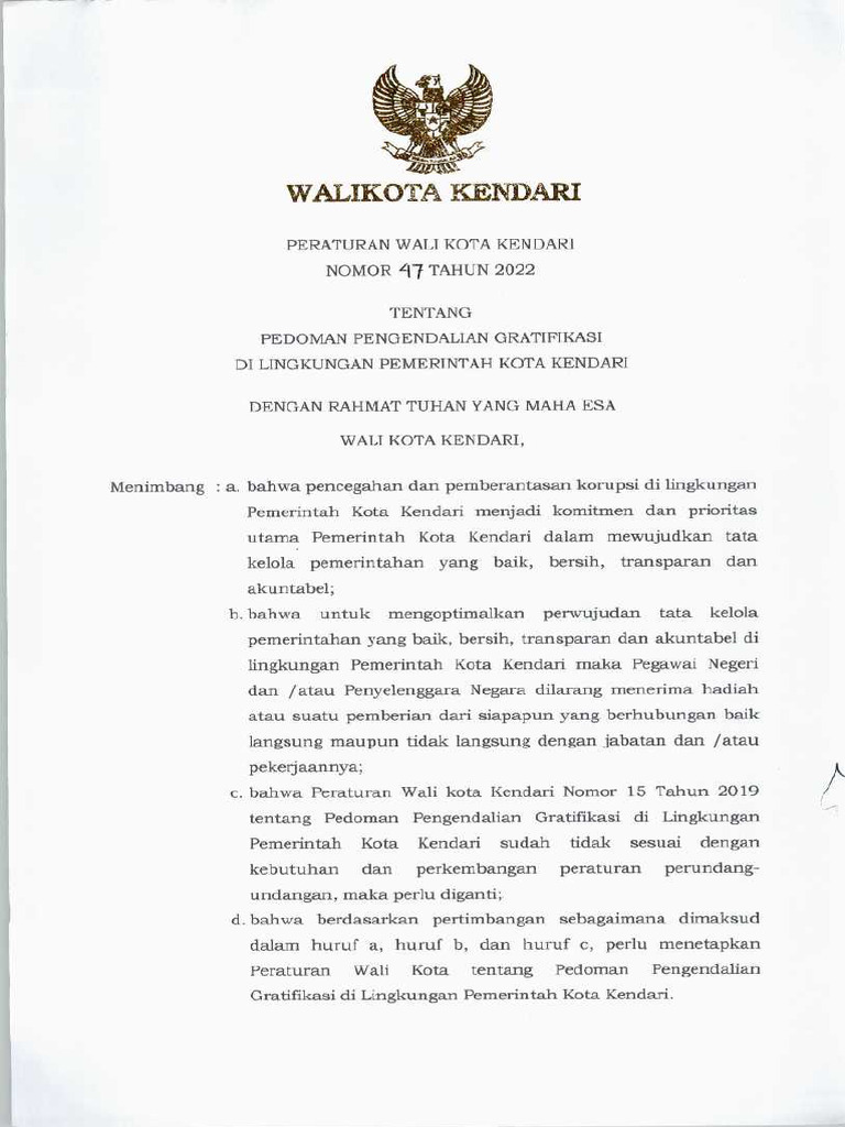 Perwali No. 47 Tahun 2022 | PDF