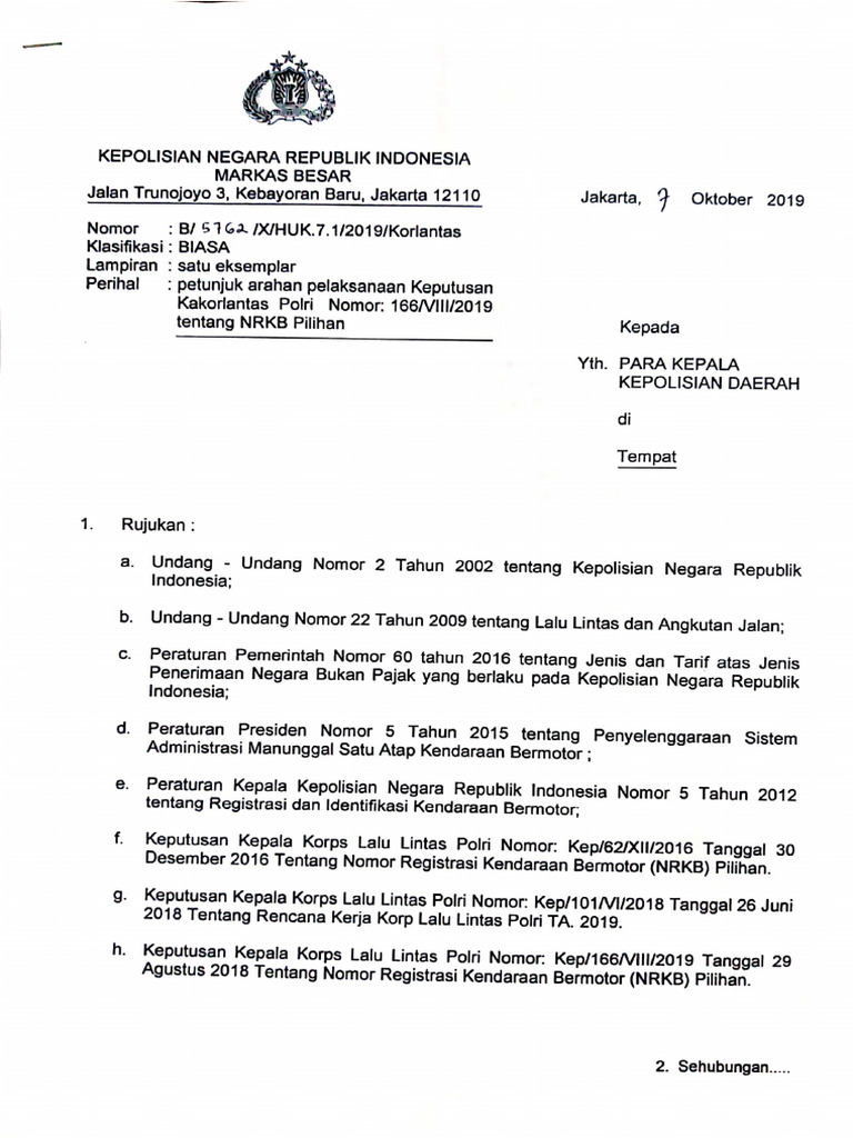 KEP KAKORLANTAS Nomor Kep166VIII2019 TTG NRKB PILIHAN - 13 | PDF