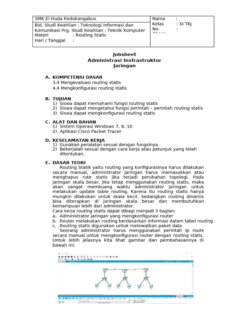 Jobsheet Routing Static | PDF