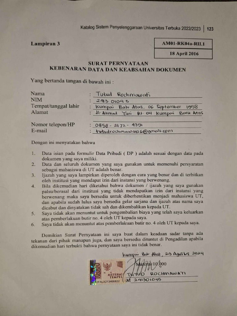 Pernyataan Tutud | PDF