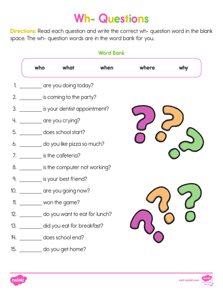Color Second Grade WH - Questions Activity | PDF | Language Arts ...