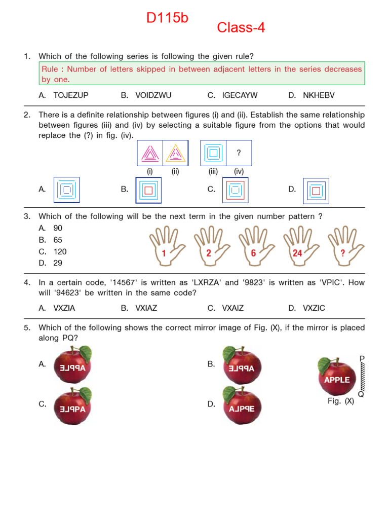 Maths Grade-4, Sample paper-01 | PDF