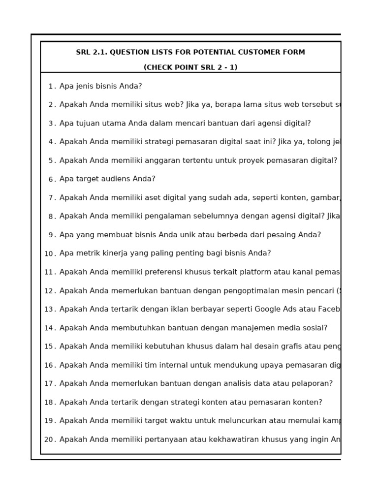 FORM SRL 2 - Dewa | PDF