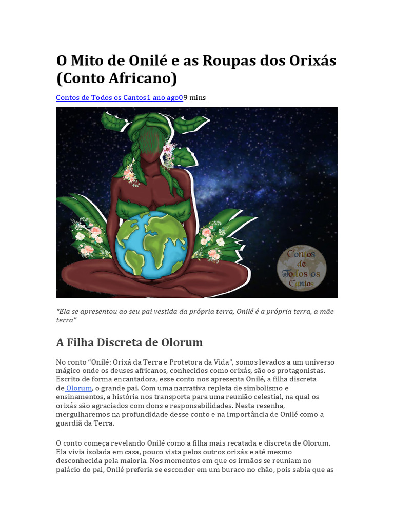 O Mito de Onilé e As Roupas Dos Orixás | PDF