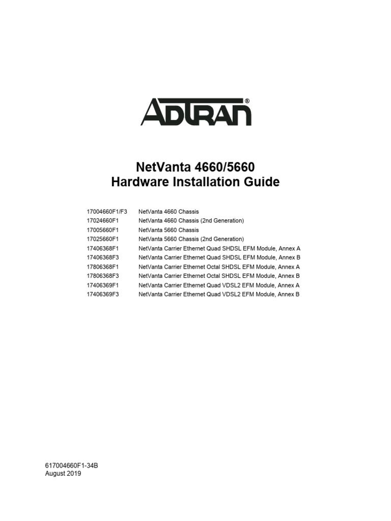 NetVanta 4660 and 5660 Series Hardware Installation Guide | PDF