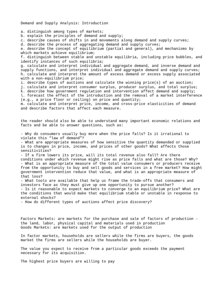 Demand and Supply Analysis Introduc | PDF