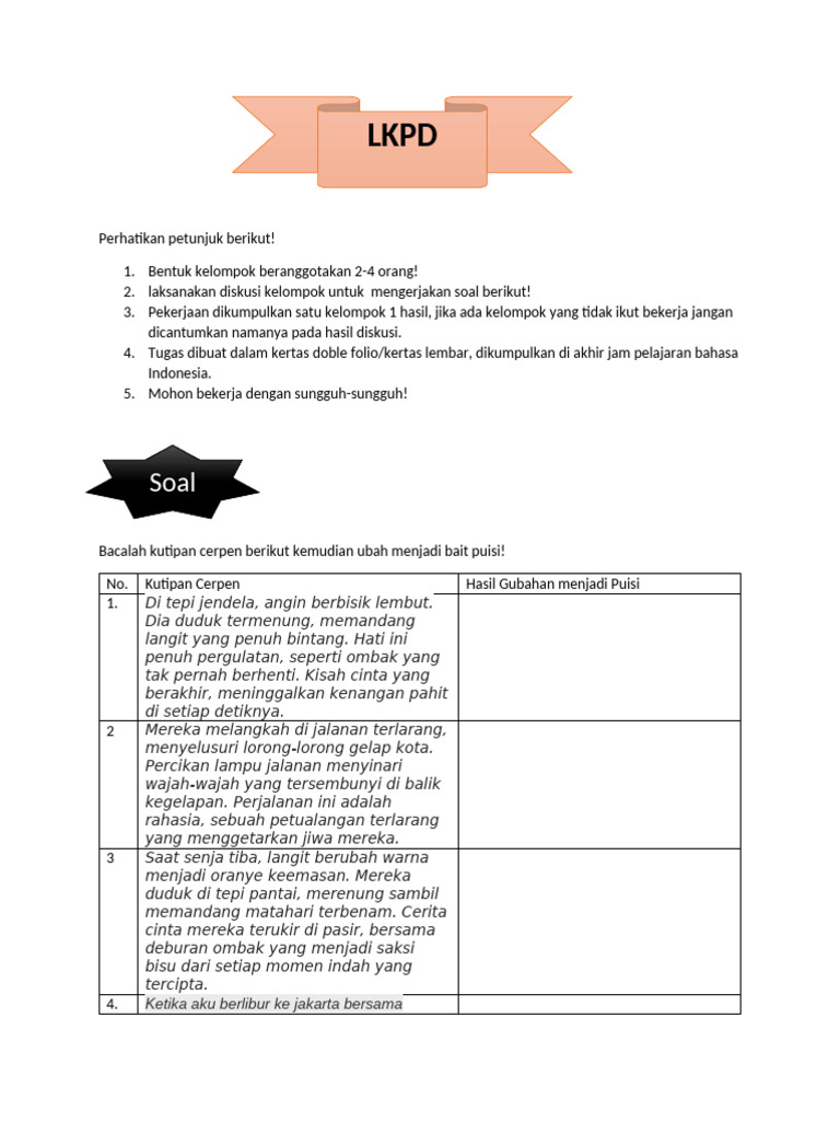 LKPD Materi Puisi | PDF
