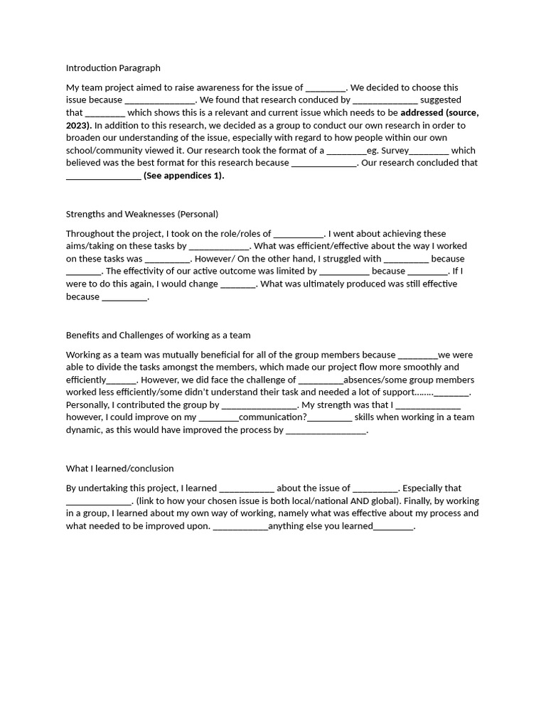 Personal Report Format Example | PDF