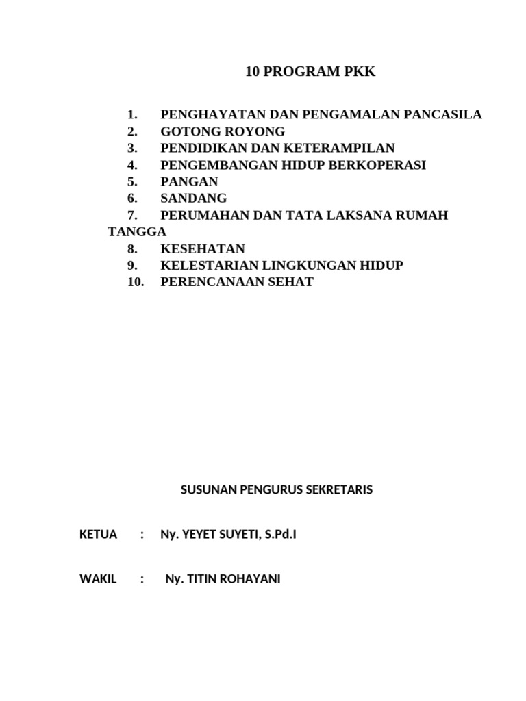 10 Program PKK | PDF